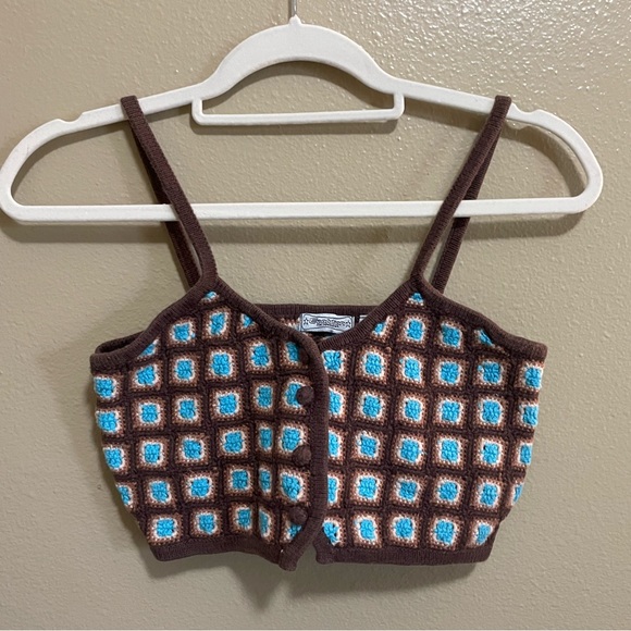 Tops | Y2k Crochet Cropped Tank Size Small | Poshmark